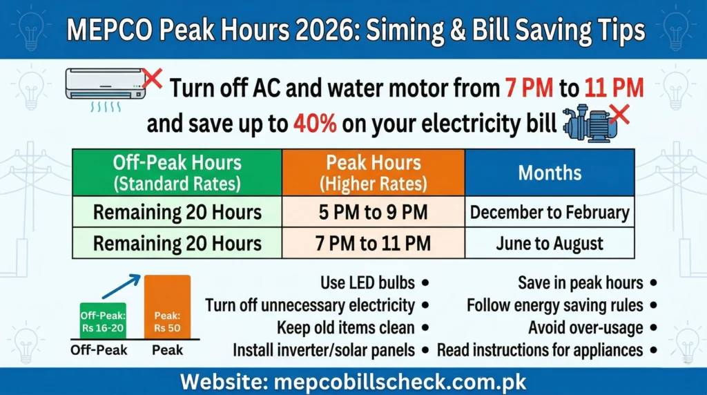 MEPCO Peak Hours Timing 2026 | Save Up to 40% Bill Now